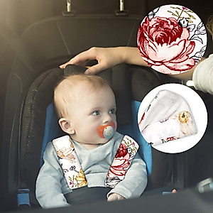 HNHUAMING Baby Car Seat Strap Covers Shoulder Pads for Baby Kid, Super Soft Infant Carseat Belt Covers for All Car Seat Stroller, Floral