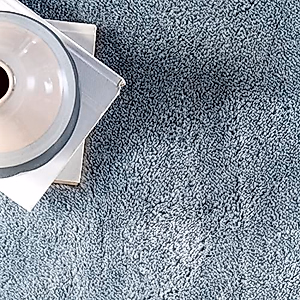 nuLOOM Loni Solid 4 Round Machine Washable Accent Shag Rug for Living Room Bedroom Dining Room Nursery Entryway, Light Blue/Ivory