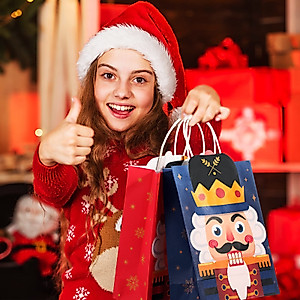 Funrous 16 Pieces Nutcracker Christmas Gift Bags Nutcracker Party Supplies Christmas Holiday Candy Goodie Treat Bags Bulk with Handles for Winter Holiday Party Supplies Favors Presents