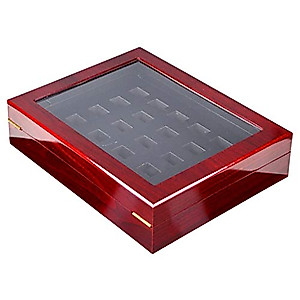 GZYF Championship Ring Display Case Sports Ring Storage Box Wooden Black Velvet , 30 Slot