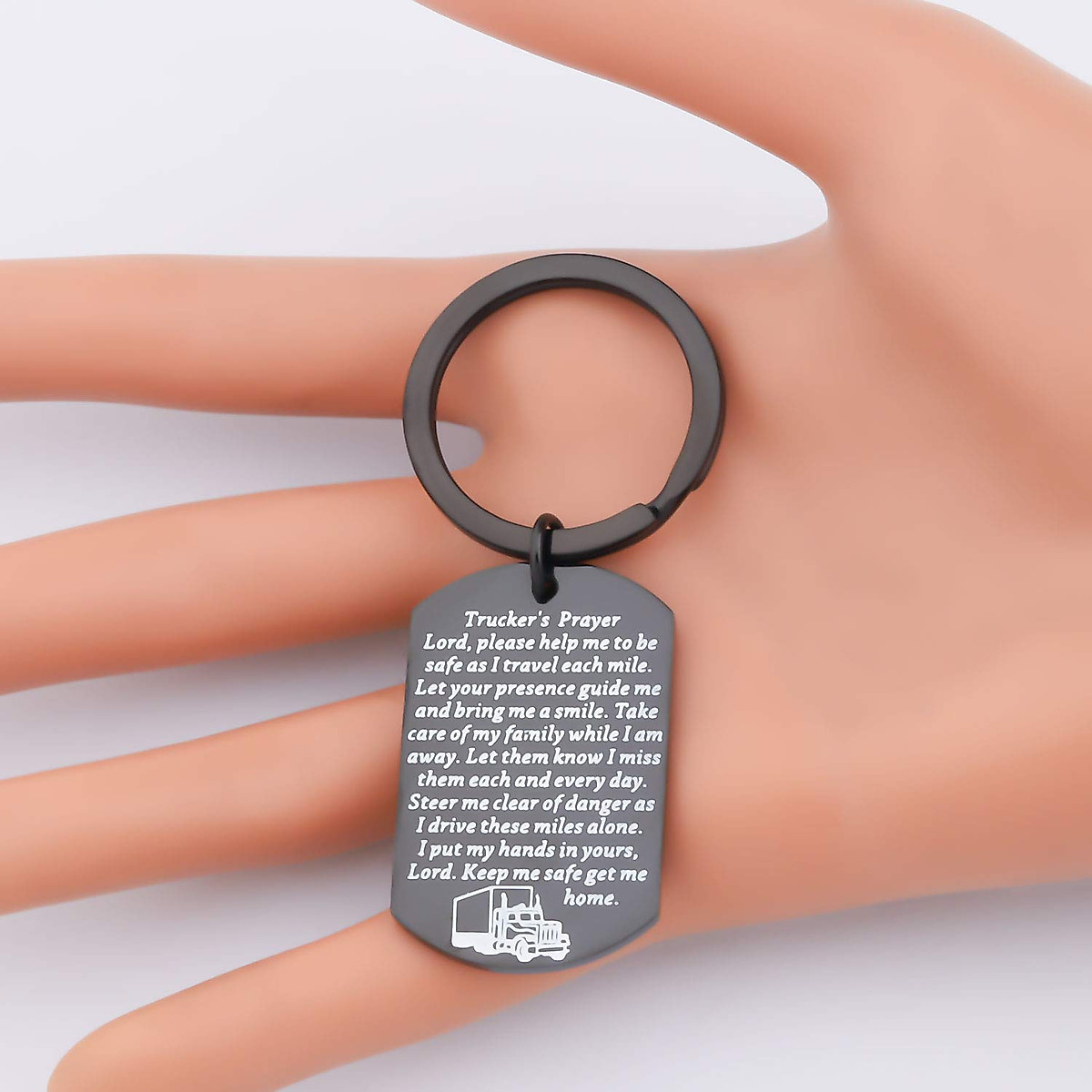WSNANG Truck Driver Gifts Keep Me Safe Get Me Home Trucker's Prayer Keychain Gift for Truck Drivers Dad Husband (Trucker's Prayer Black DT)