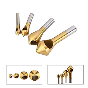 OCGIG 4pcs Titanium Coated Countersink Chamfer Tool Deburring Tool Set Metal Wood Drill Bits Zhongbo Business