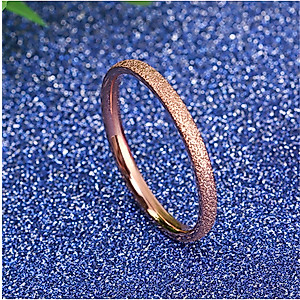 Womens 2mm Stainless Steel Sand Blast Finish Rose Gold Wedding Band Engagement Domed Ring Size 8