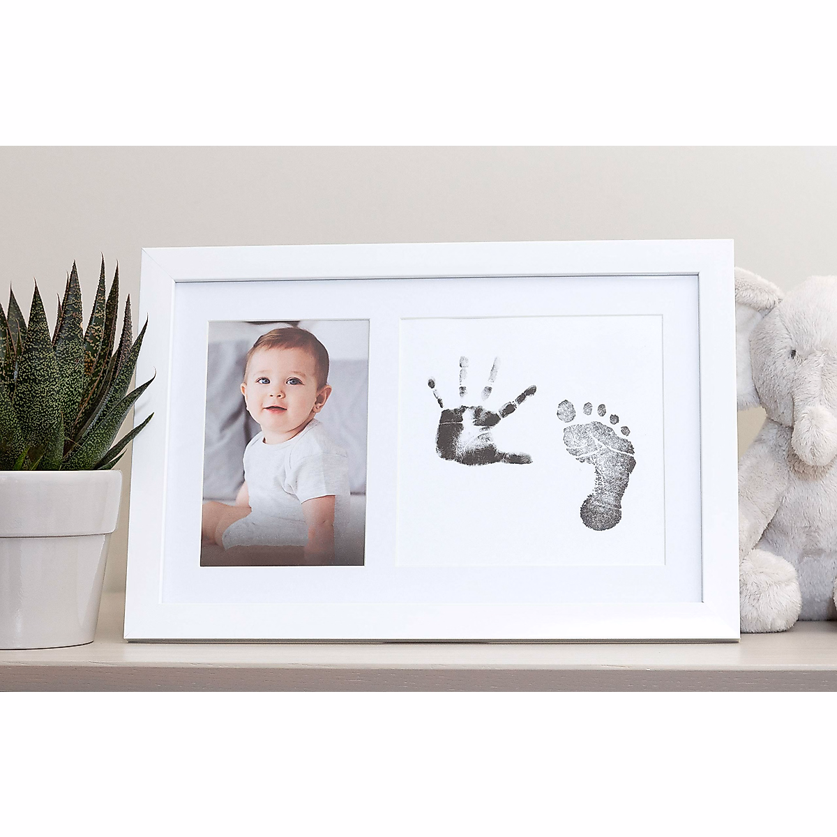 Little Pear Baby Handprint & Footprint Frame, Gender-Neutral Baby Prints Frame, Baby Girl or Baby Boy Prints Picture Frame, White