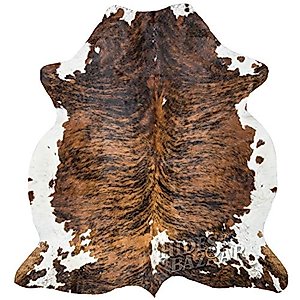HIDES BAZAAR Brown Brindle Cowhide Rug, Premium Quality Natural Leather Hide, Area Rug (6x7ft)