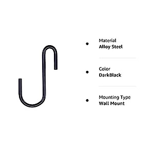 Rivexy 20 Pack Black S Hooks for Hanging Plants, S Hooks for Hanging Clothes, Stainless Steel S Hooks Heavy Duty, Durable S Shaped Hooks for Kitchen, Small S Hooks for Hanging Heavy Duty, Closet Hooks