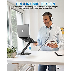 SENXILLER Laptop Stand for Desk, Laptop Stand Adjustable Height up to 19 inch, Swivel Laptop Stand with 360°Rotating, Laptop Riser Computer Stand Compatible with MacBook and All Laptops