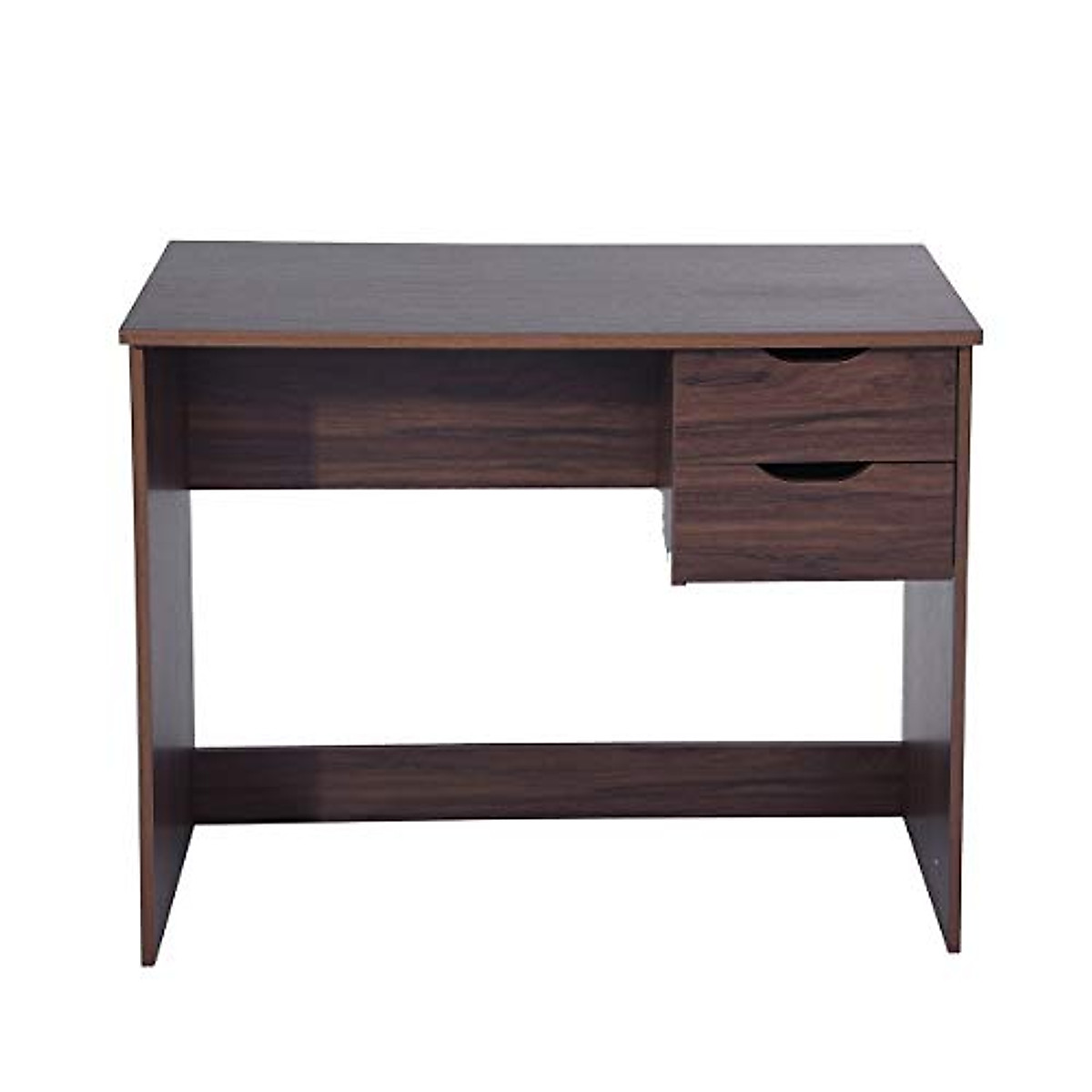 FurnitureR Computer Desk Home Office Desk with 2 Drawers, 35.4'' Study Writing Desk Saves Spaces for Small Rooms, Wood Laptop Table Easy Assembly, Brown