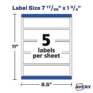 Avery Printable Wraparound Rectangle Labels, 7.85" x 1.75", Textured White, 50 Customizable Labels (22838)