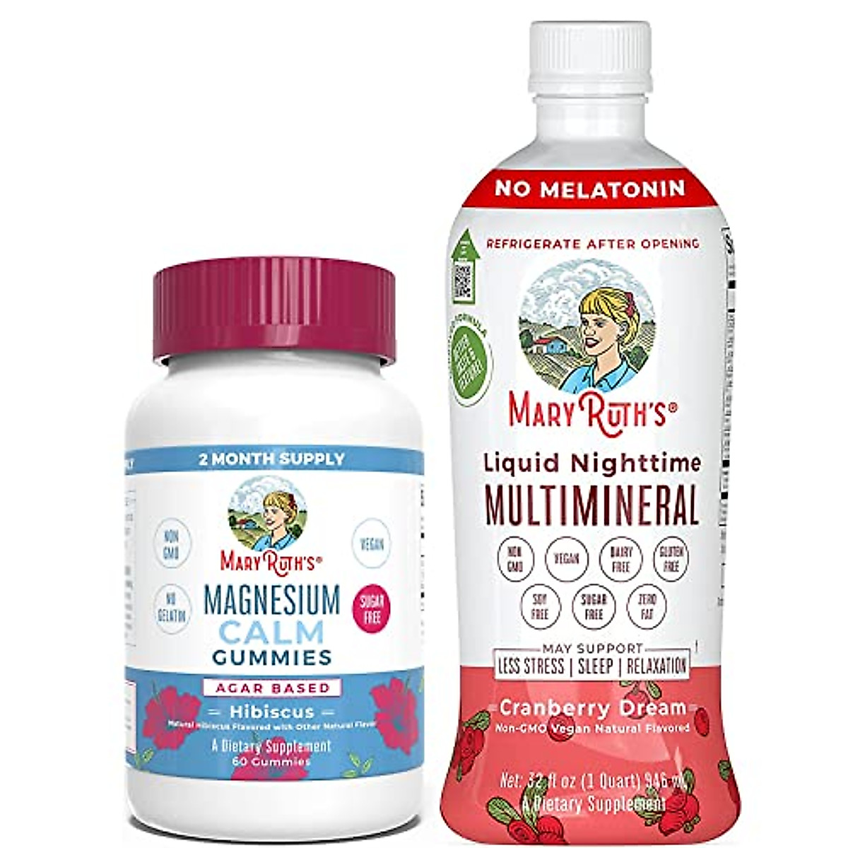 Magnesium Citrate Gummies & Liquid Multimineral (Cranberry) Bundle by MaryRuth's | Magnesium Supplement | Stress Relief, Bone, Nerve, Gut Health | Natural Sleep Support | Vegan Vitamins, Calcium & MSM