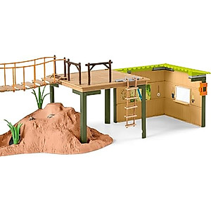Schleich Wild Safari Ranger Adventure Station Wildlife Action Playset - Safari Animals Tree Toys Playset with Alligator, Panther, Safari Base, Guide Figurine, and More, Gift for Boys and Girls Ages 3+