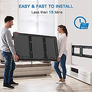 PERLESMITH Fixed TV Wall Mount Bracket Low Profile for 32-82 inch LED, LCD, and OLED Flat Screen TVs - Fits 16”- 24” Wood Studs, Fixed TV Mount with VESA 600 x 400mm Holds up to132lbs (PSLLK1), Black