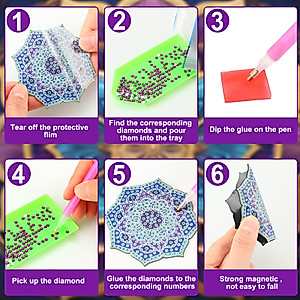 Zonon 12 Pcs Refrigerator Diamond Art Magnets - Easy DIY Kits for Adults - Classic Mandala Home Decors