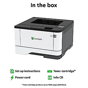 Lexmark B3340dw Monochrome Laser Printer with Full-Spectrum Security and Print Speed up to 40 ppm(29S0250), Gray/White, Small