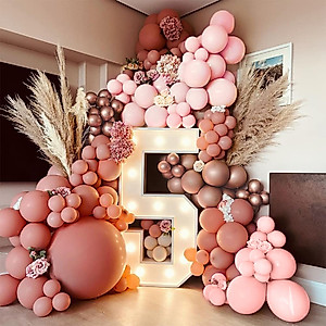 Pink Balloon Garland, SKEFOLI 107PC Retro Pink Balloon Garland Kits Dusty Matte Balloons Arch for Girls Birthday Party Baby Shower Wedding Bachelorette (Pale Mauve)