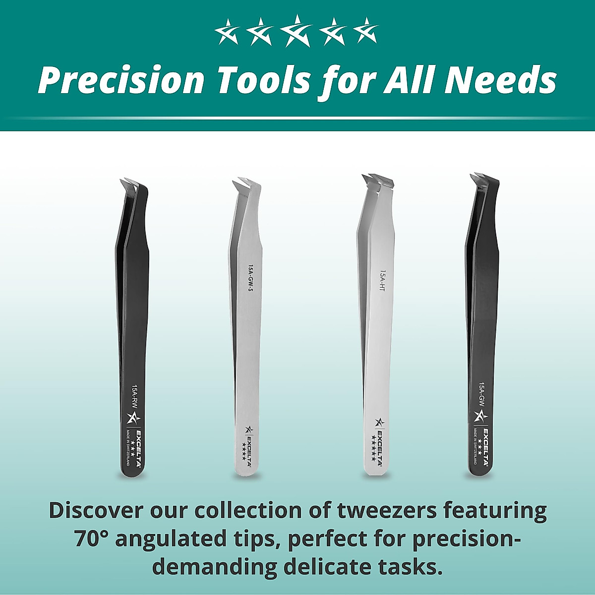 Excelta Cutting Tweezers, Medical Grade Stainless Steel, Ideal for Soft Wire Cutting, 70° Angulated Tip for High-Precision Cutting, Professional