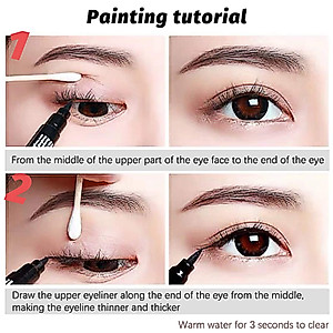 NewBang Double-sided headed Liquid Stamp Eyeliner Pen, Pencil with Eye Makeup Stamp Waterproof Double Sided Long Lasting Seal Eye-liner Stencils Long-Lasting Tattoo Makeup(6in1)