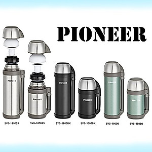 Pioneer Flasks Large Vacuum Flask, 1.8L, Gebürsteter Stahl