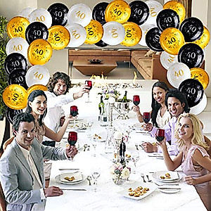 45 Piece 12 Inch 40th Birthday Party Latex Balloons Birthday Forty Anniversary Party Decoration White Gold Black Theme Party Balloon for Birthday Party Supplies Indoor Outdoor Decor