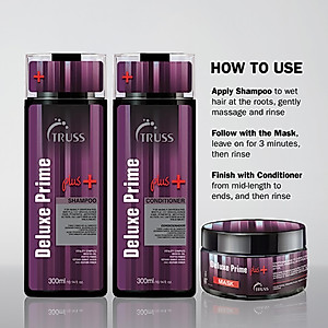 TRUSS Deluxe Prime Plus + Hair Shampoo - Anti Frizz & Dry Hair Treatment - Hydrate, Restore and Repair Damaged Hair - Strengthens & Increases Natural Shine (10.4oz)