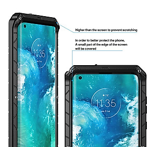 Foluu for Moto Edge+ Case, for Moto Edge Plus Case, Aluminum Metal Shockproof Bumper Frame Case Soft Rubber Silicone Military Heavy Duty Hard Case for Motorola Moto Edge+ 2020 (Black)