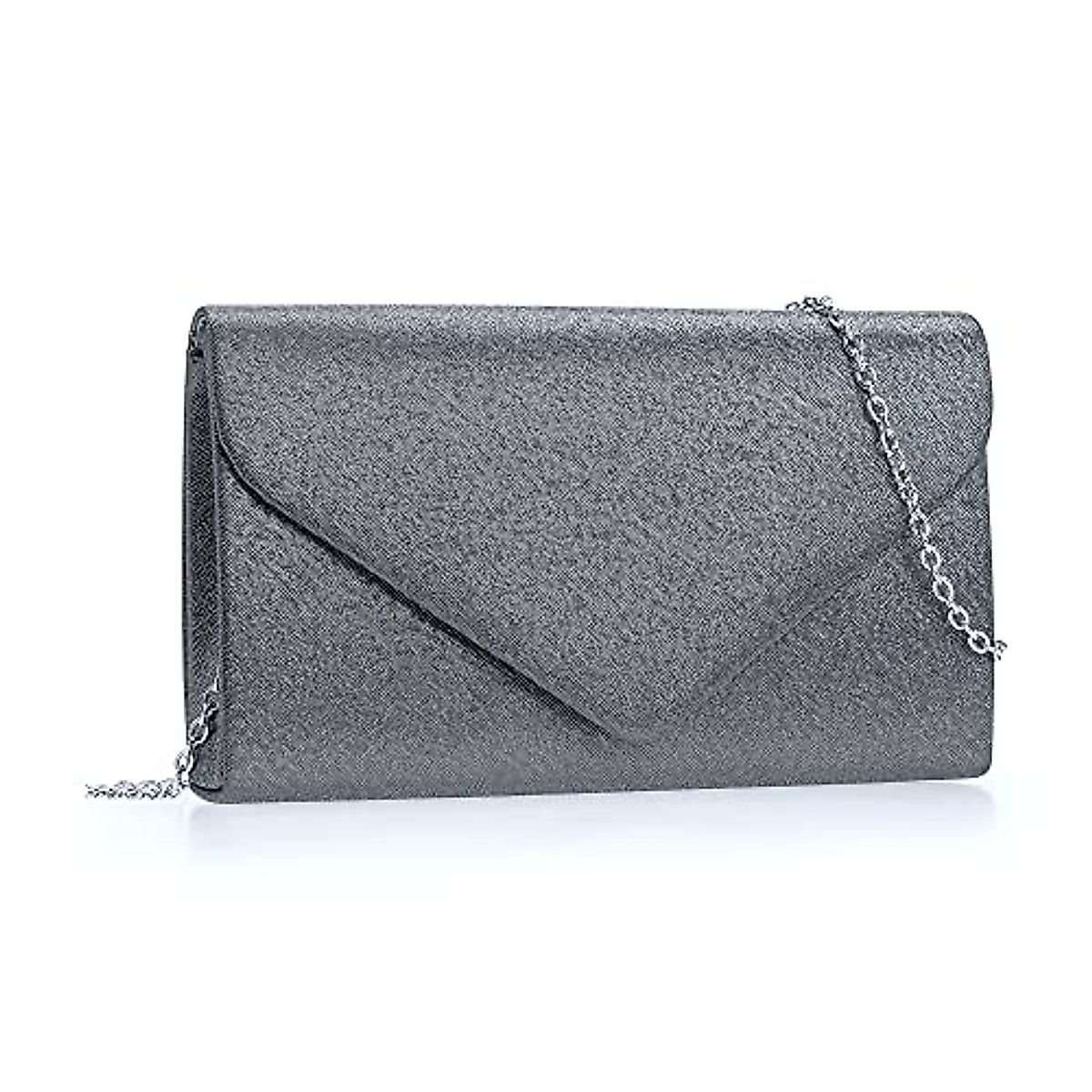 IXEBELLA Women PU Clutch Bag Evening Formal Handbag Wedding Clutch Cocktail Prom Party Purse (Pewter)