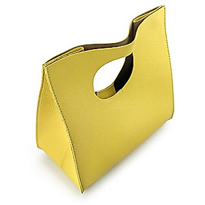 HOXIS Vintage Minimalist Style Soft Pu Leather Handbag Clutch Small Tote (Yellow)