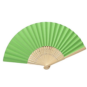 RAZZUM Decorative Folding Fans Vintage Bamboo Hand Folding Flower Fan Chinese Dance Party Colorful Wedding Lace Silk Folding Hand Held Solid Color Fan Fan