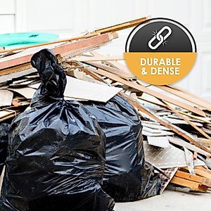 PAMI 42 Gallon Heavy Duty Trash Bags, Tear & Puncture Resistant Black Construction Bags, Contractor Bags for Yard Waste, Construction Sites