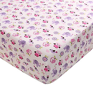 7 PCs Purple Embroidery Elephant Birds Nursery Crib Bedding Set Baby Girl Gift Idea, (CM-PEB7CS001)