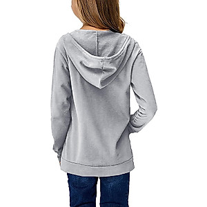 Haloumoning Kids Girls Fleece Pullover Hoodies Cute Leopard Printed Hooded Sweatshirts with Pockets 4-15 Years