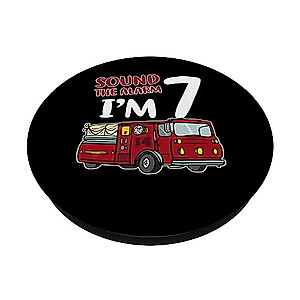 Fire Truck 7th Birthday Fireman Firefighter 7 Year Old PopSockets Swappable PopGrip