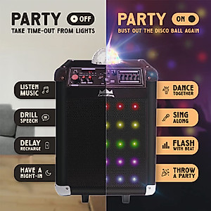 KaraoKing Karaoke Machine - Portable PA System with Wireless Mics, Subwoofer, Lights, Phone/Tablet Holder, Remote - For Adults & Kids