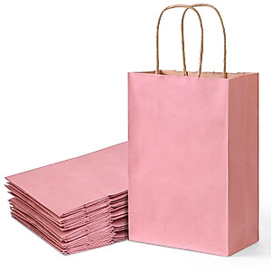 JOHOUSE 32PCS Pink Paper Bags with Handle, Party Favor Bags Gift Bags with Handles for Proposal Girl Birthday Goodie Bags 5.5" x 2.8" x 7.9"