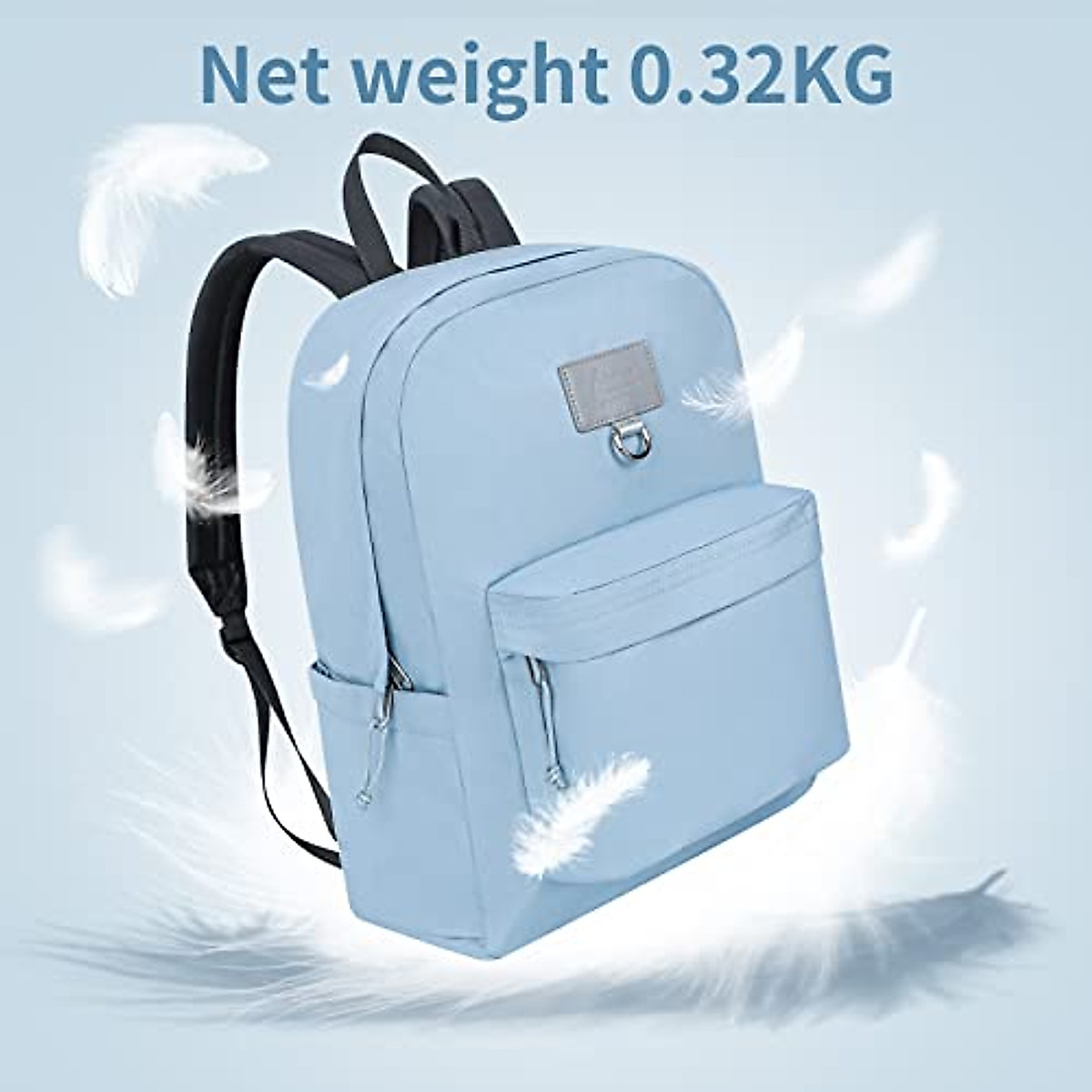 SIMTOP Travel Backpack Casual Daypack Backpacks, Lightweight Travel Backpack Durable Polyester Fabric for Work Travel, YKK Zipper Water Resistant Daypack. Light Blue Backpack