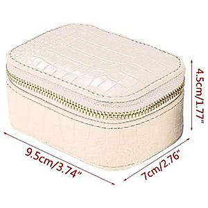 ZZYINH AN207 Simple Jewelry Box PU Leather Earrings Necklace Bracelet Storage European Style Portable Travel Jewellery Organizer Small Jewelry (Color : Beige)
