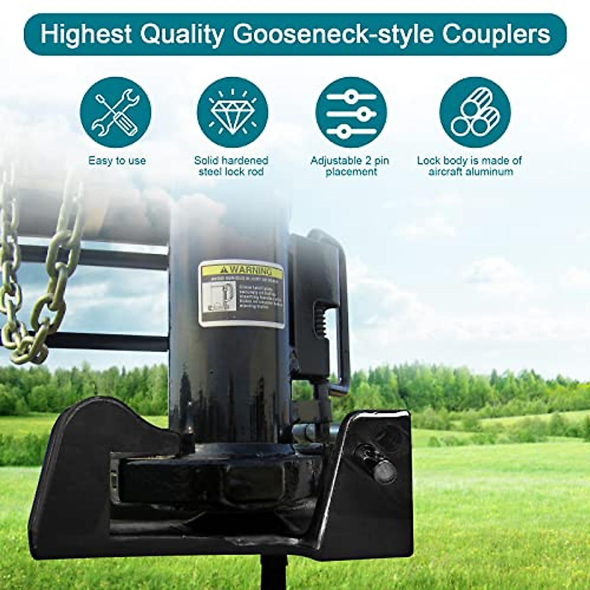 MARKETTY Gooseneck Trailer Lock, Gooseneck Lock Model TL-50 Coupler Lock, Gooseneck-Style Coupler Lock is Intended for Use with Heavy Trailers, Livestock Haulers, and RVs TL-50-Black