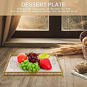 VALICLUD Golden Coffee Tea Serving Tray Eid Ramadan Food Tray Muslim Islam Mubarak Snake Plate Mubarak Dessert Plate Ramadan Mubarak Eid Decor Tray for Home Party Food Serving Dish