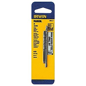 IRWIN Drill And Tap Set, 8 - 32 NC Tap and No. 29 Drill Bit (80217)
