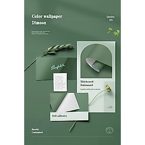 Dimoon 118''x17.7'' Green Peel and Stick Wallpaper Contact Paper Modern Self Adhesive Wall Paper Removable Renter Friendly Textured Solid Color Shelf Cabinet Vinyl Roll (118''x17.7'',Dark Green)