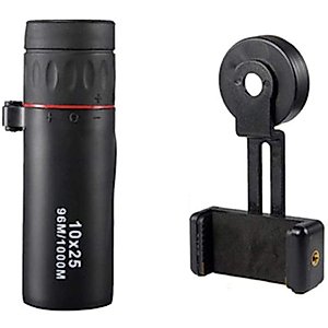 10x25 Portable Monocular Compact Mini BAK4 Prism FMC Lens Monocular with Smartphone Adapter for Adult Bird Watching, Outdoor Hunting, Travel, Sightseeing ADU