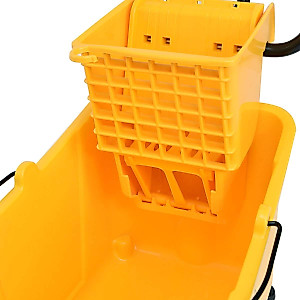 HOMGX Side Press Wringer Commercial Mop Bucket, 35 Qt Larger Capacity Cleaning Caddy with Wheels, Yellow