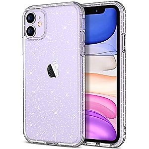 Hython Case for iPhone 11 Case Glitter, Cute Sparkly Clear Glitter Shiny Bling Sparkle Cover, Anti-Scratch Soft TPU Thin Slim Fit Shockproof Protective Phone Cases for Women Girls Girly, Clear Glitter