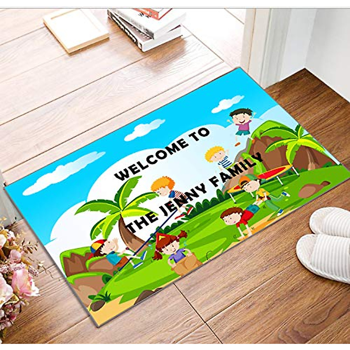Custom Personalized Door Mat, Customized Photo Text Non-Slip Washable Mat for Bedroom Room Garden Office, Home Decorative (23"x46")