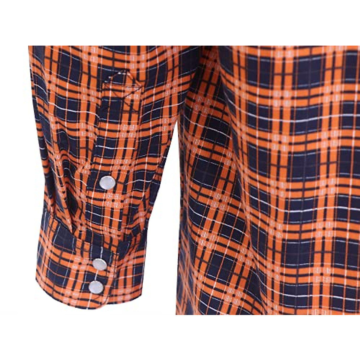 TICOMELA FR Shirt for Men Flame Resistant Shirts 6.5oz Light Weight Orange/Black Plaid Men's Fire Retardant Snap Shirts