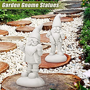2 Pcs Gnomes to Paint Naughty Unpainted Gnomes Ceramic Paint Your Own Gnome Statues Naughty Gnomes DIY Paintable Figurines Wizard Gnome for Garden Lawn Yard Outdoor Decor