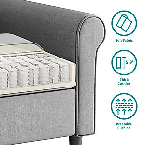 BALUS Upholstered Loveseat Couch for Living Room, Modern Love seat Sofa Furniture with 5.9“ Upholstered Cushion for Apartment/Living Room/Bedroom/Office(Light Grey)
