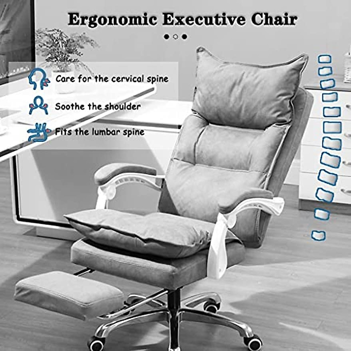 LETREM Office Chair Mesh Chair Ergonomic, Computer Chair Adjustable Seat Height with Back Support and Arms, Desk Chair Comfy, Study Chair for Home, Office and Executive A/White/One Side