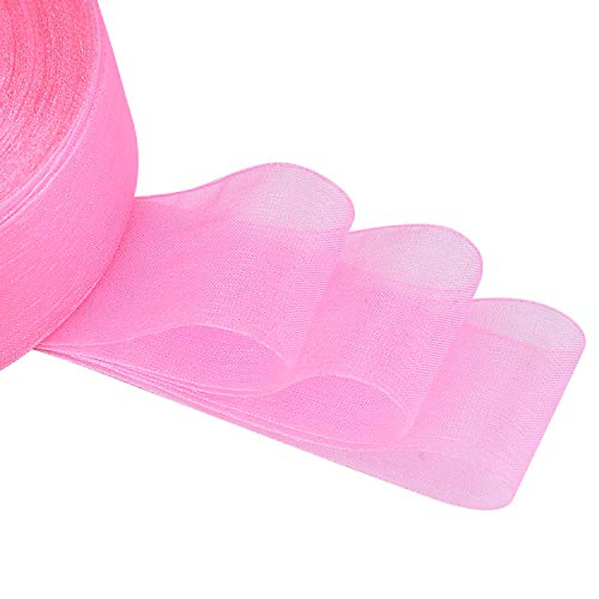 Livder 3 Rolls Sheer Chiffon Ribbons 1.5 Inches x 49 Yards/Each Roll for Wedding Gift Wrapping Home Decorations (Blue, White, Pink)