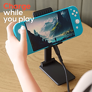 TALK WORKS Nintendo Switch Lite Stand - Folding Tabletop and Desktop Stand Display Holder Compatible with Nintendo Switch Lite - Adjustable Viewing Angle and Sturdy Base with Non-Slip Pad